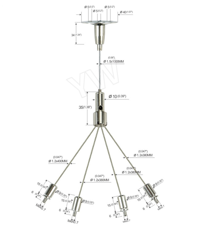 Billboard Wire Suspension Kit , Wire Rope Hanging System 30 KG Safe ...