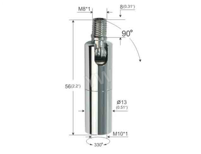 330 Degree Adjustable Lamp Swivel Joint M 10 Male Thread With Nickel Color