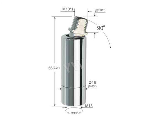 330 Degree Adjustable Lamp Swivel Joint M 10 Male Thread With Nickel Color