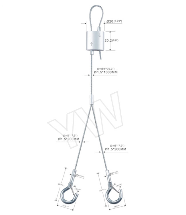 Y Cable Adjustable Light Hanging Kit Ø1.5 Mm Wire Thickness For LED Panels