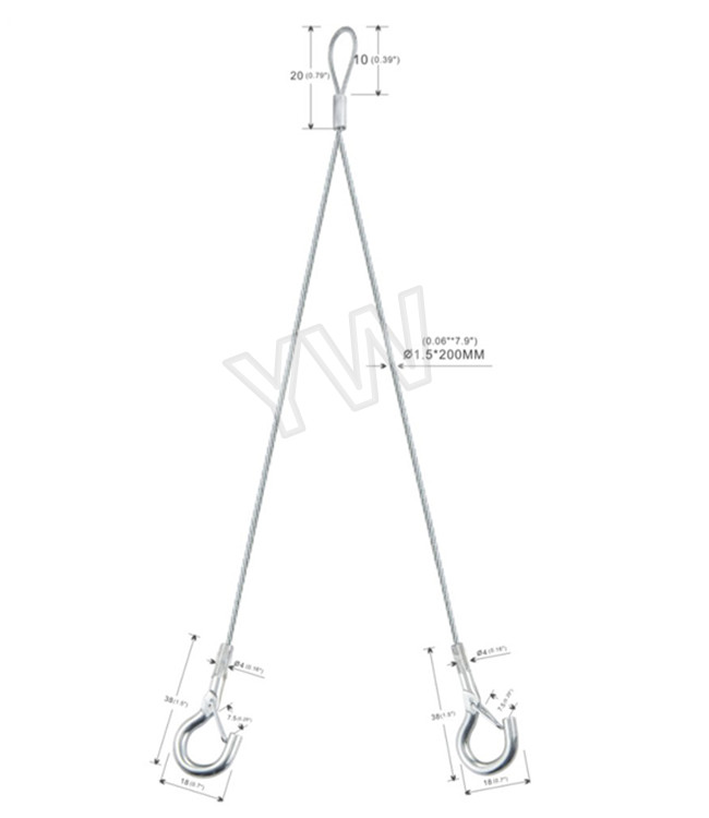 Two Legs Steel Wire Suspension Kit Y Type Cross Cable Hanging With Snap ...