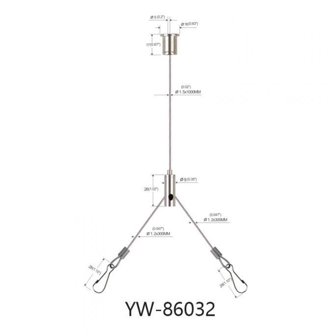 LED Panel Light Hanging Kits , Y Shape Hanging Wire Rope With Hooks