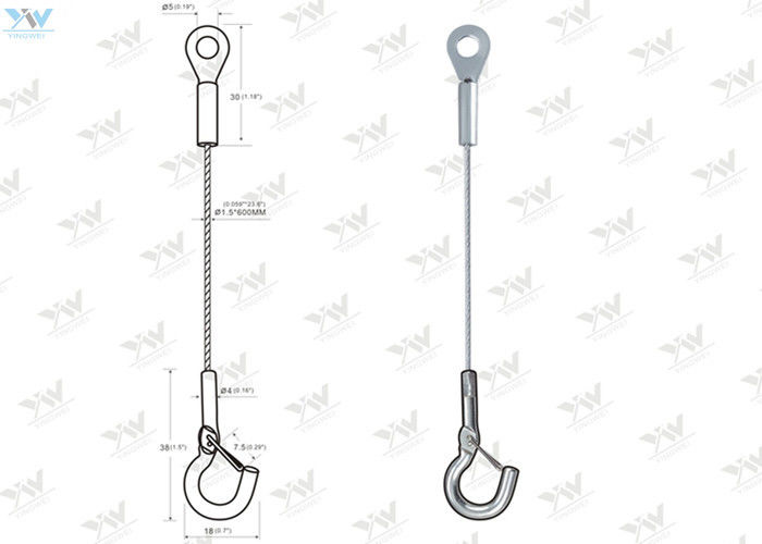 High Bay Hanging System Stainless Steel Wire Rope Slings With Hook Zinc ...