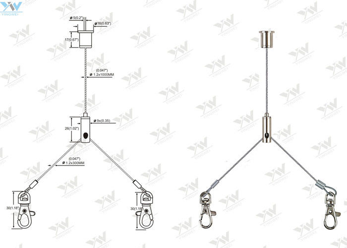 Flexible Aircraft Cable Suspension Systems Y - Type Hanging Kit Easy ...