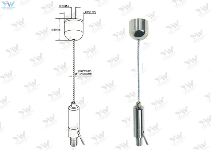 Ø1.5 * 3000 MM SS Wire Light Hanging Kit Adjustable For Linear Light ...