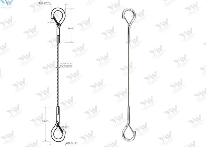 Ø 2.0 MM Wire Rope Sling Spring Loaded Hooks End Stainless Steel Wire ...