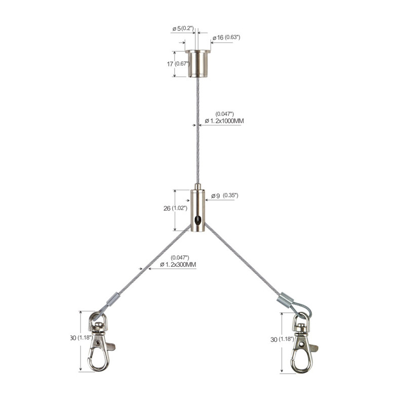 Y Shape LED Panel Light Hanging System With Lobster Hook YW-86021