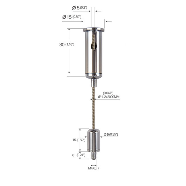 M4 Screw Chrome Plated Brass Wire Cable Display System Adjustable YW86008