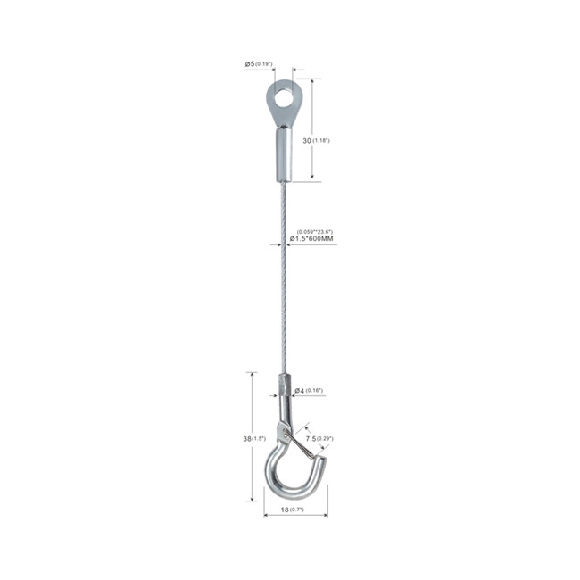 Galvanized Steel Wire Rope with Stamped Eyelet End And Hook End YW86366