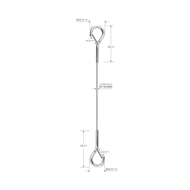 Ceiling Steel Wire Rope Sling With Double 32.5*76mm Die Cast Hook Ends ...